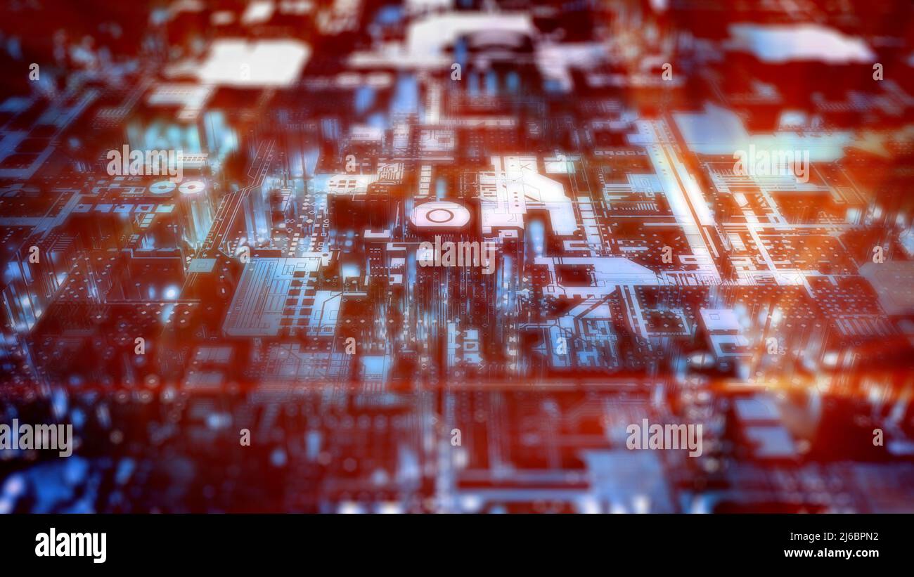 Colorful blue and red digital internet lighting bg - abstract 3D ...