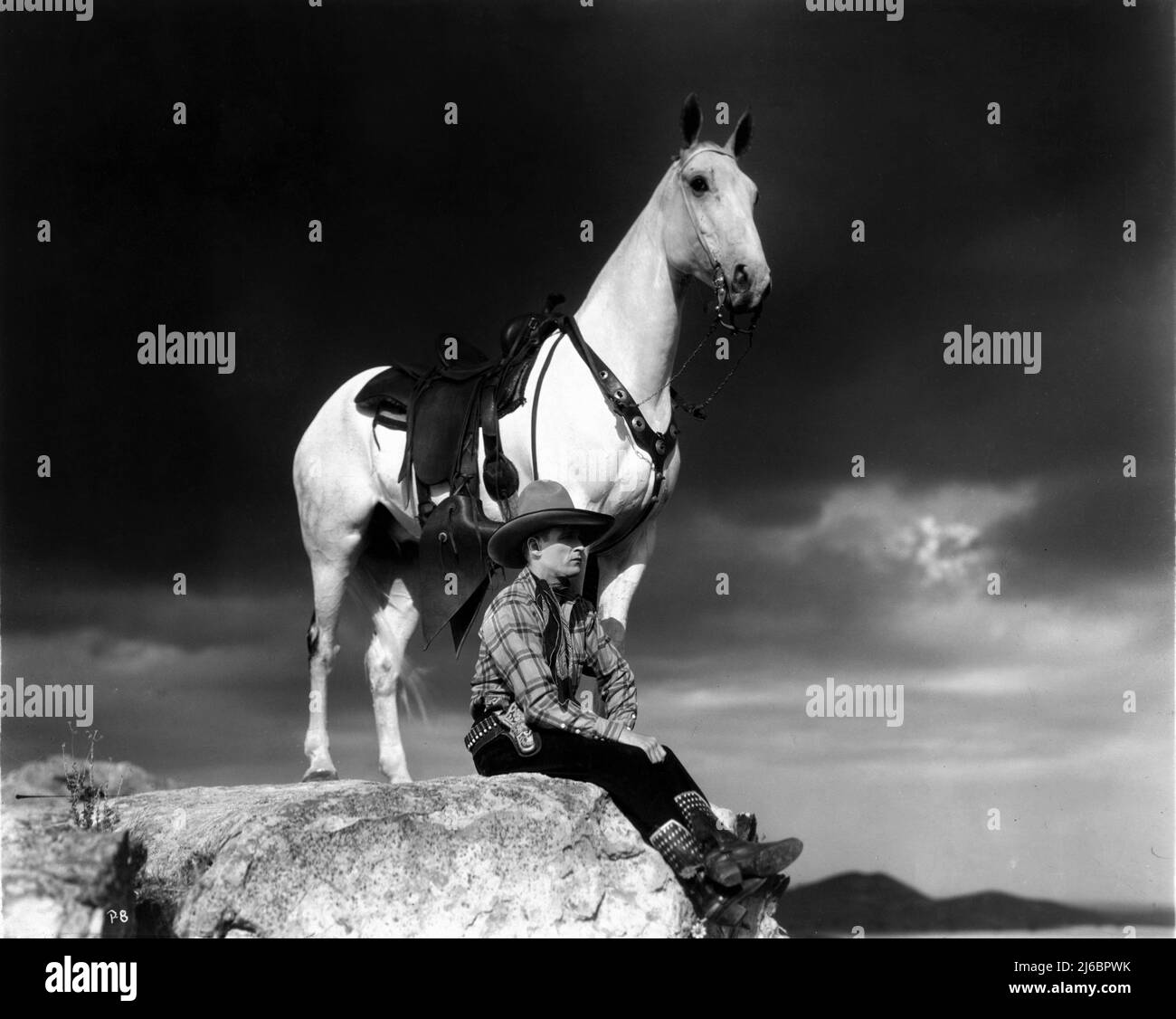 Silent Cowboy Western Movie Star FRED THOMSON circa 1924 with his horse ...