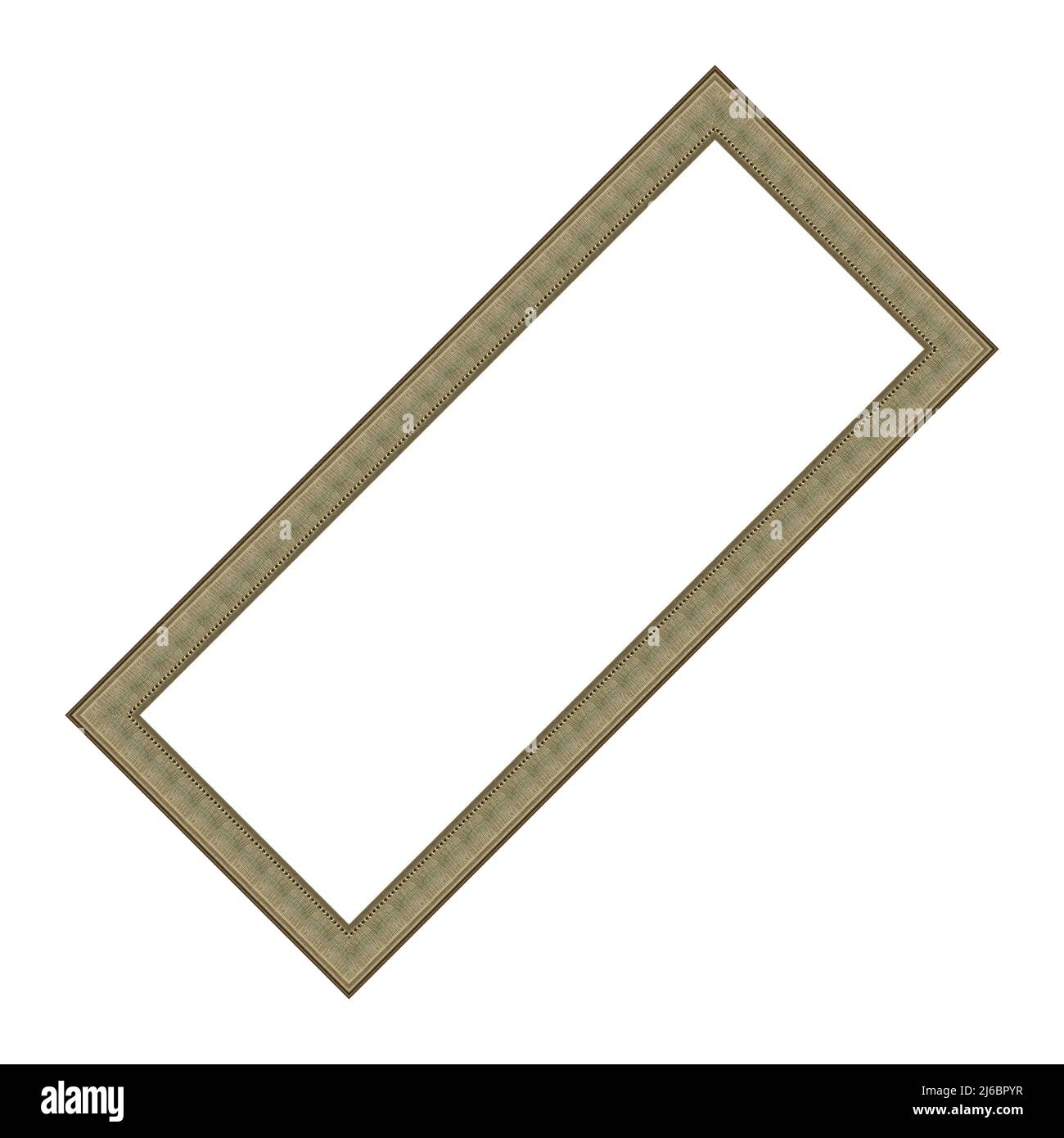 Rectangular empty wooden and silver gilded frame isolated on white ...