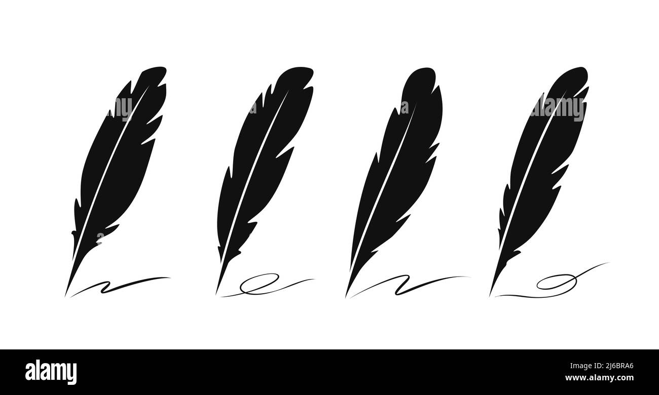 Feather pen and ink symbol. Writing concept. Icon set vector Stock ...