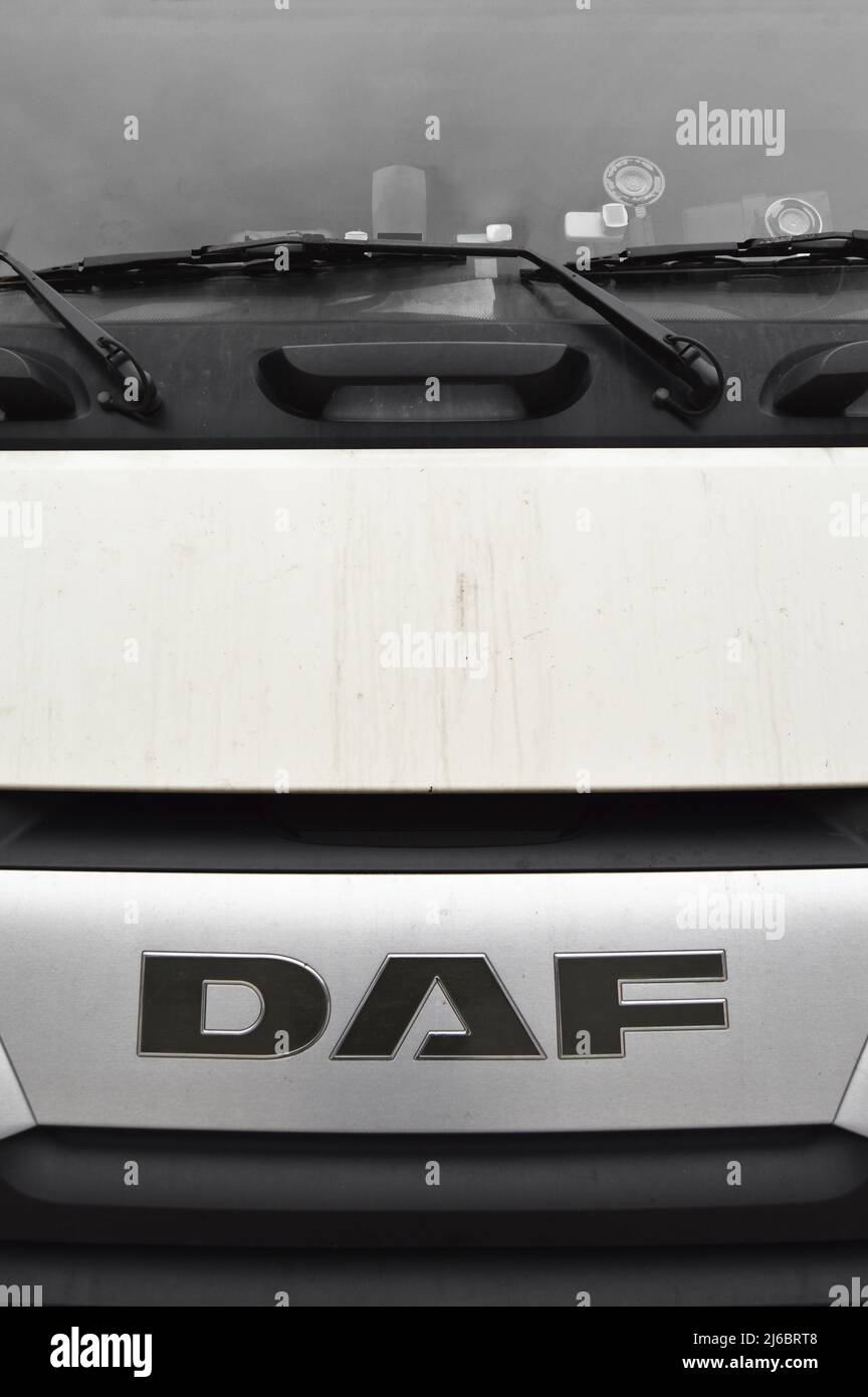 Truck front grille has Daf metal lettering, Kocaeli Gebze Turkey ...
