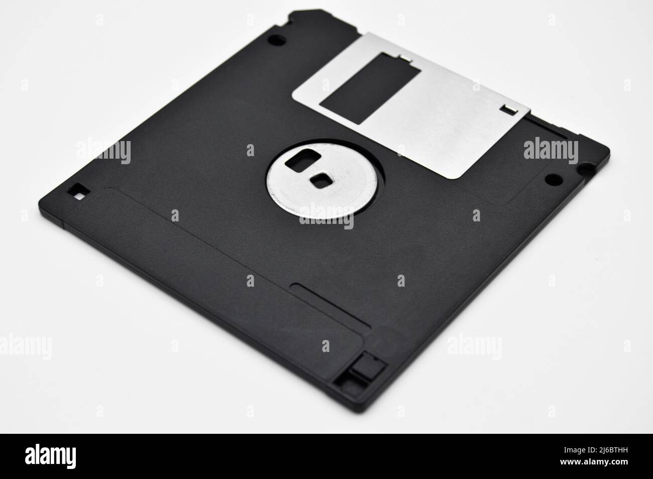 Old computer and data storage technology, black plastic magnetic floppy ...