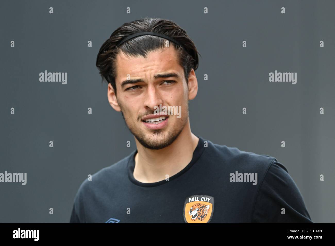 Jacob Greaves #4 of Hull City arrives at Ashton Gate Stadium, Home of ...