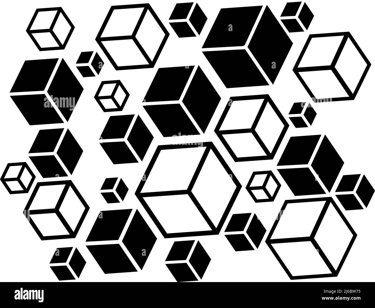 black and white cubes. Design for bed linen, for curtains, wallpapers ...