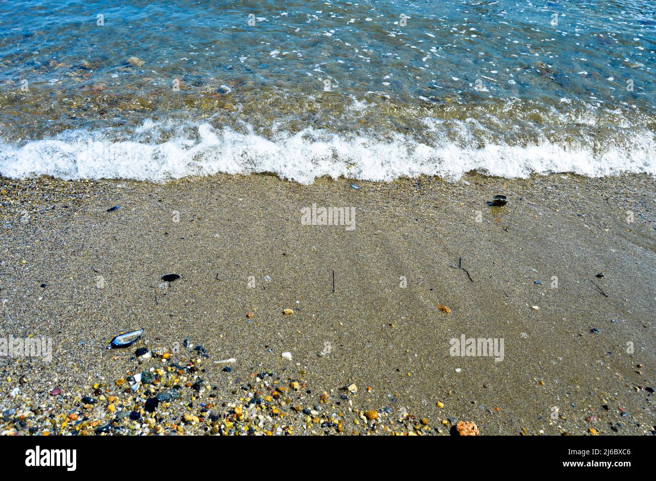 Clean and calm sea or ocean wave on the beach by the sea, location ...