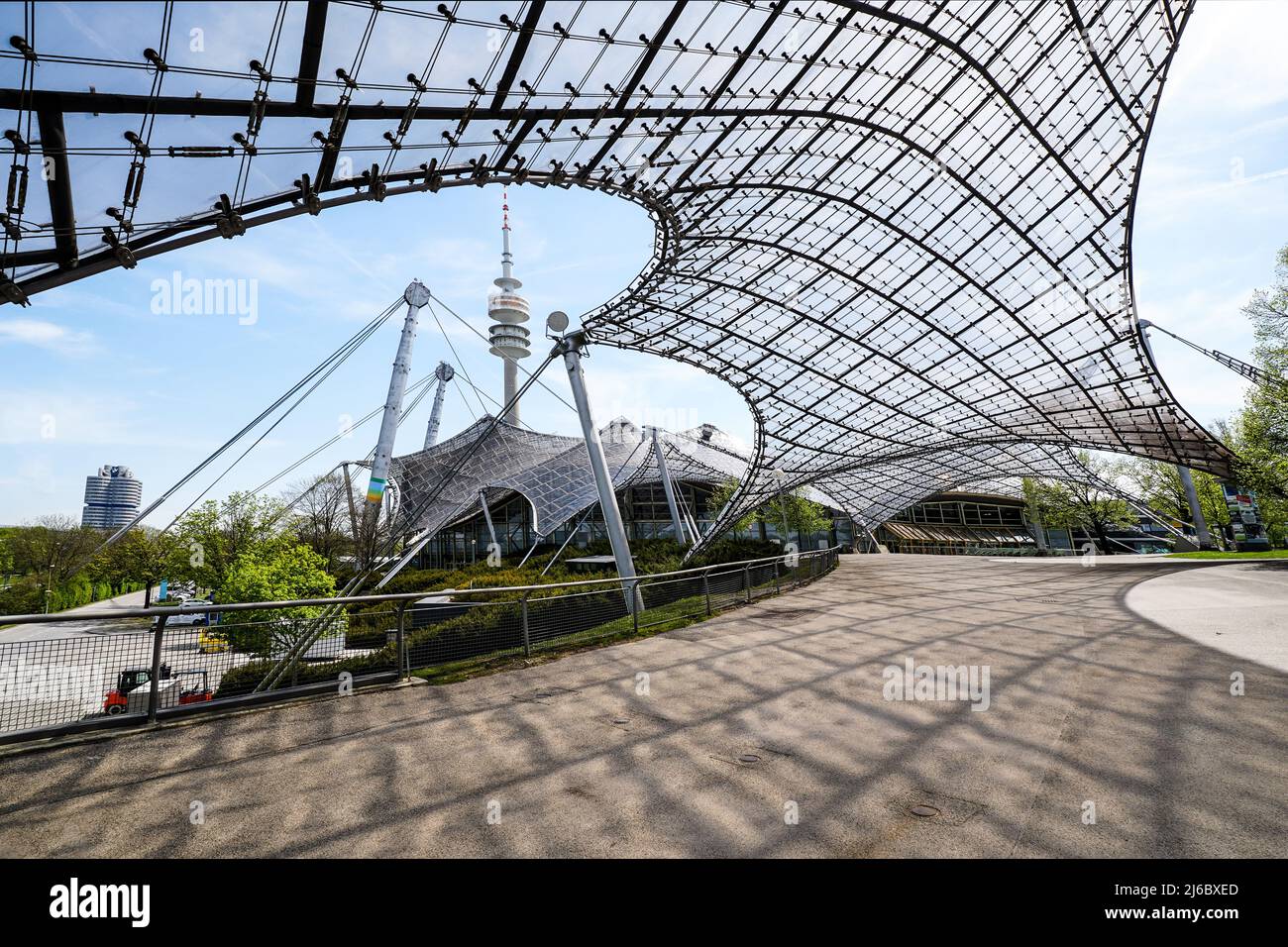 The famous roof of the Munich Olympic stadium designed by Behnisch and ...