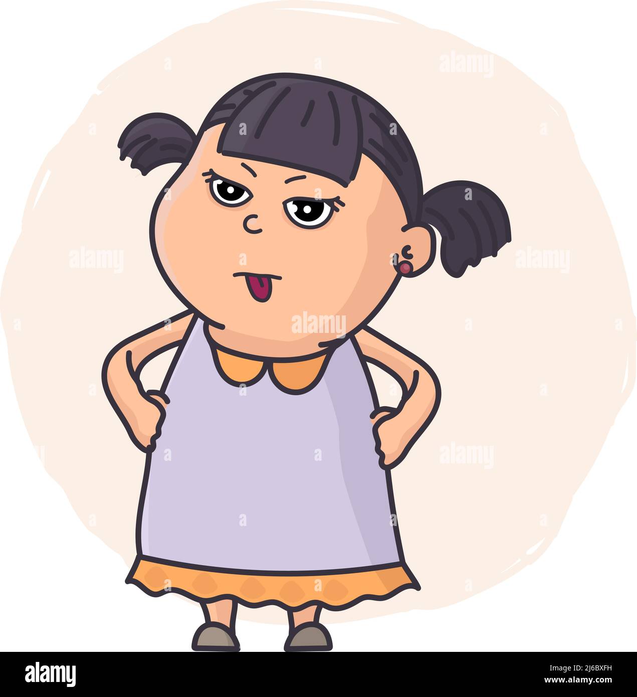 little grimacing girl vector illustration. Emotional expression Stock ...