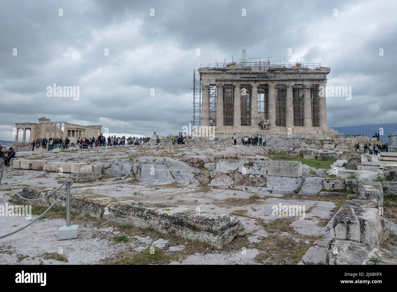 Athens, Acropolis, the temple of Athena Nike and the Parthenon Stock ...
