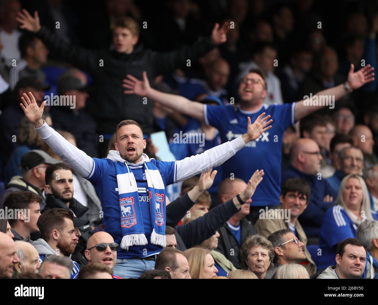 Charlton athletic fans in stands portman road hi-res stock photography ...