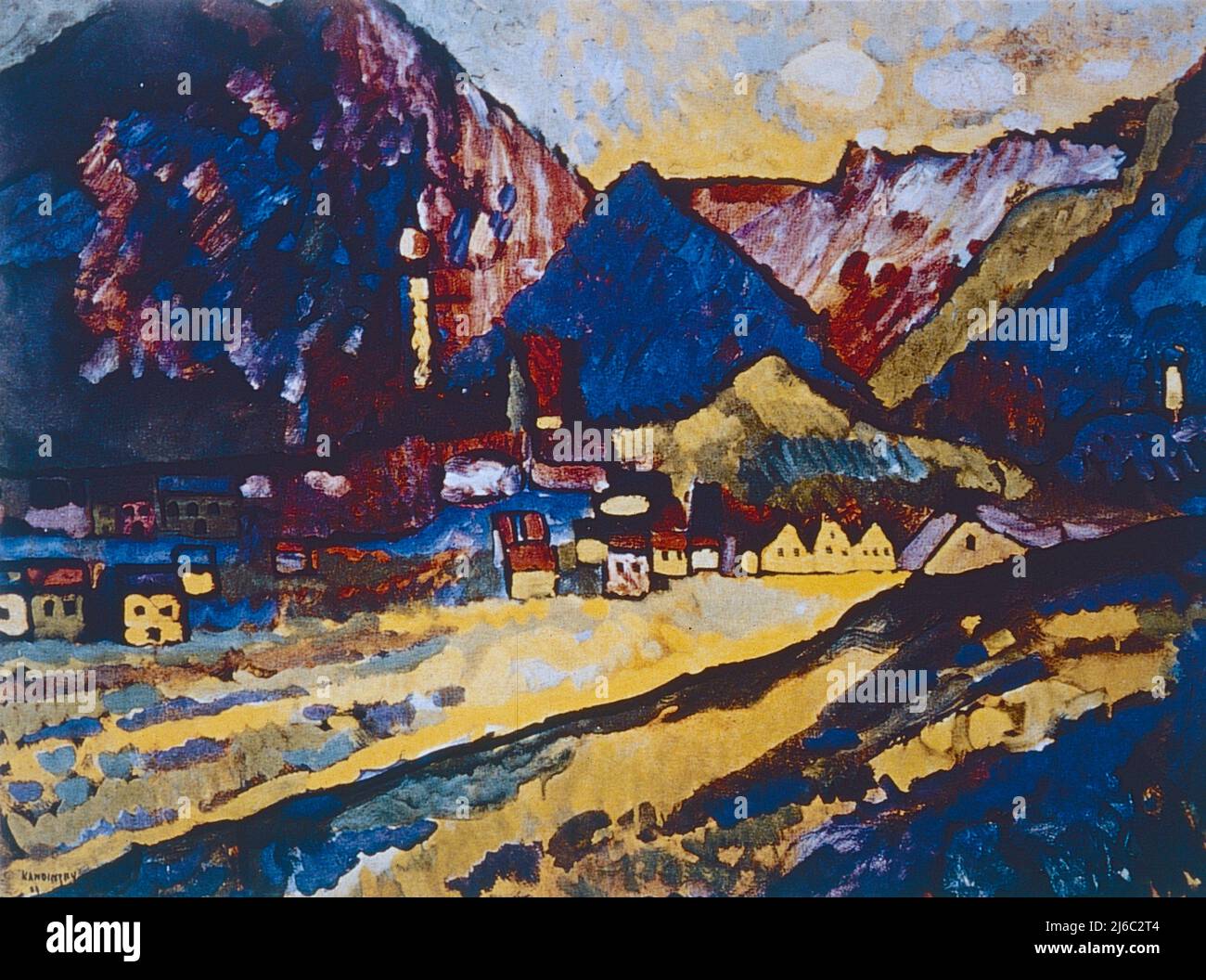 Landscape, artwork by Russian artist Wassily Kandinsky, 1909 Stock ...