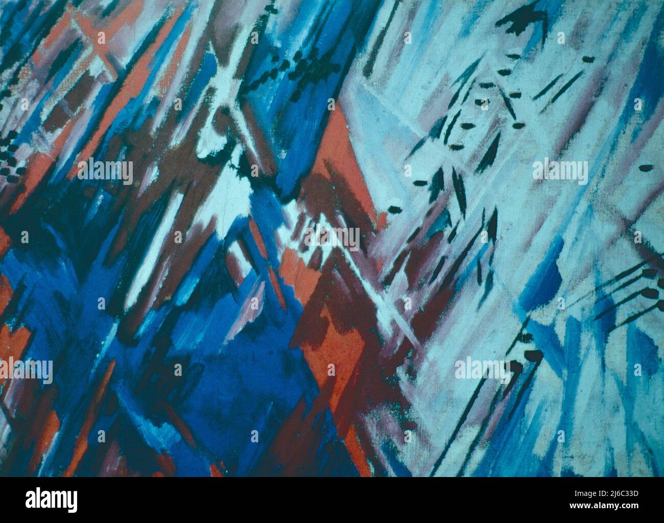 Red and Blue Rayonism, artwork by Russian artist Mikhail Larionov, 1911 ...