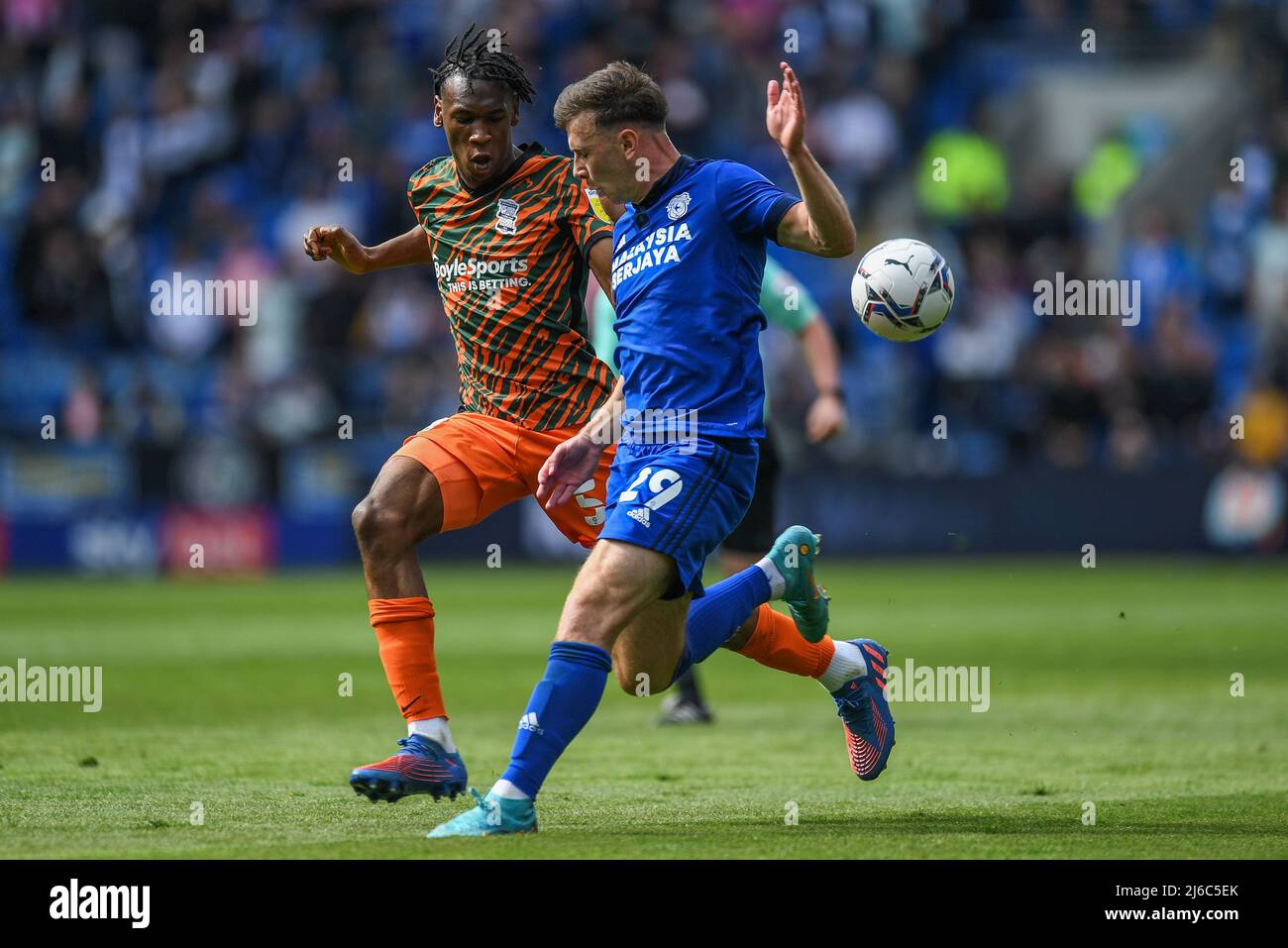 Nico Gordon #50 of Birmingham City challenges Mark Harris #29 of ...