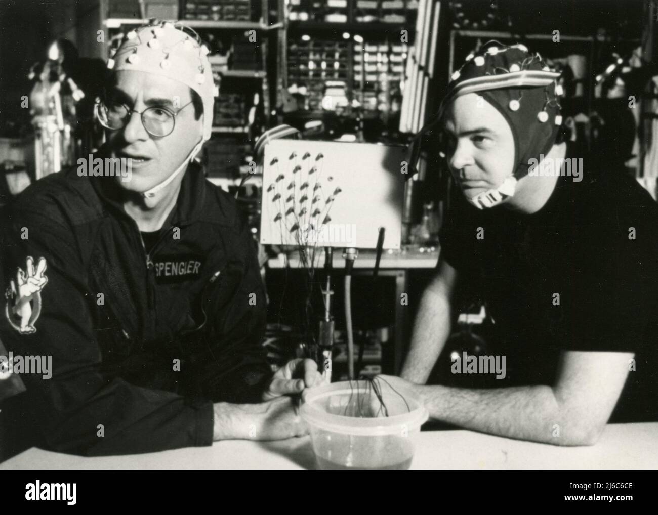American actors Dan Aykroyd and Harold Ramis (left) in the movie ...