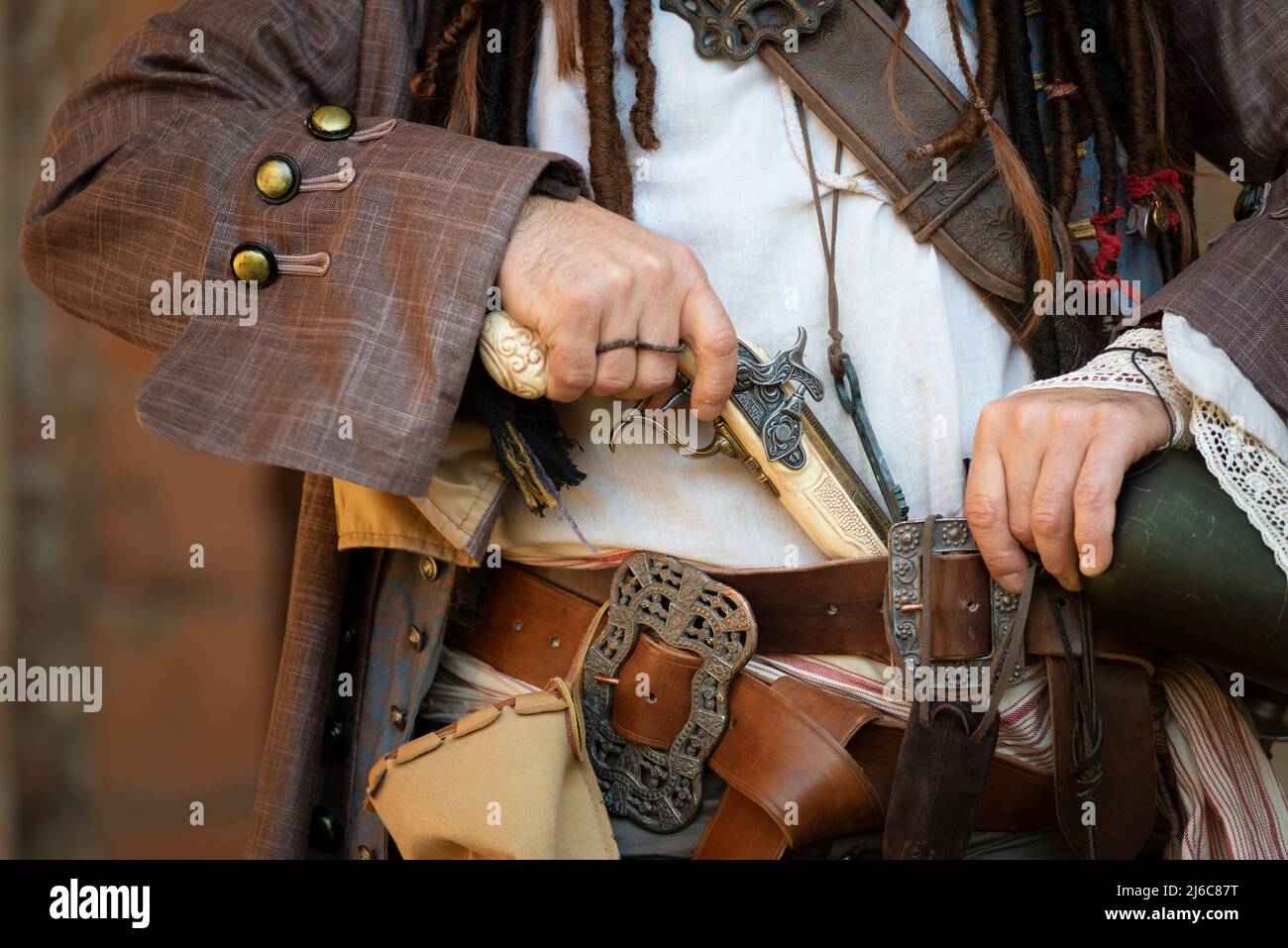 Pirate Costume Hold Pistol Stock Photo - Alamy