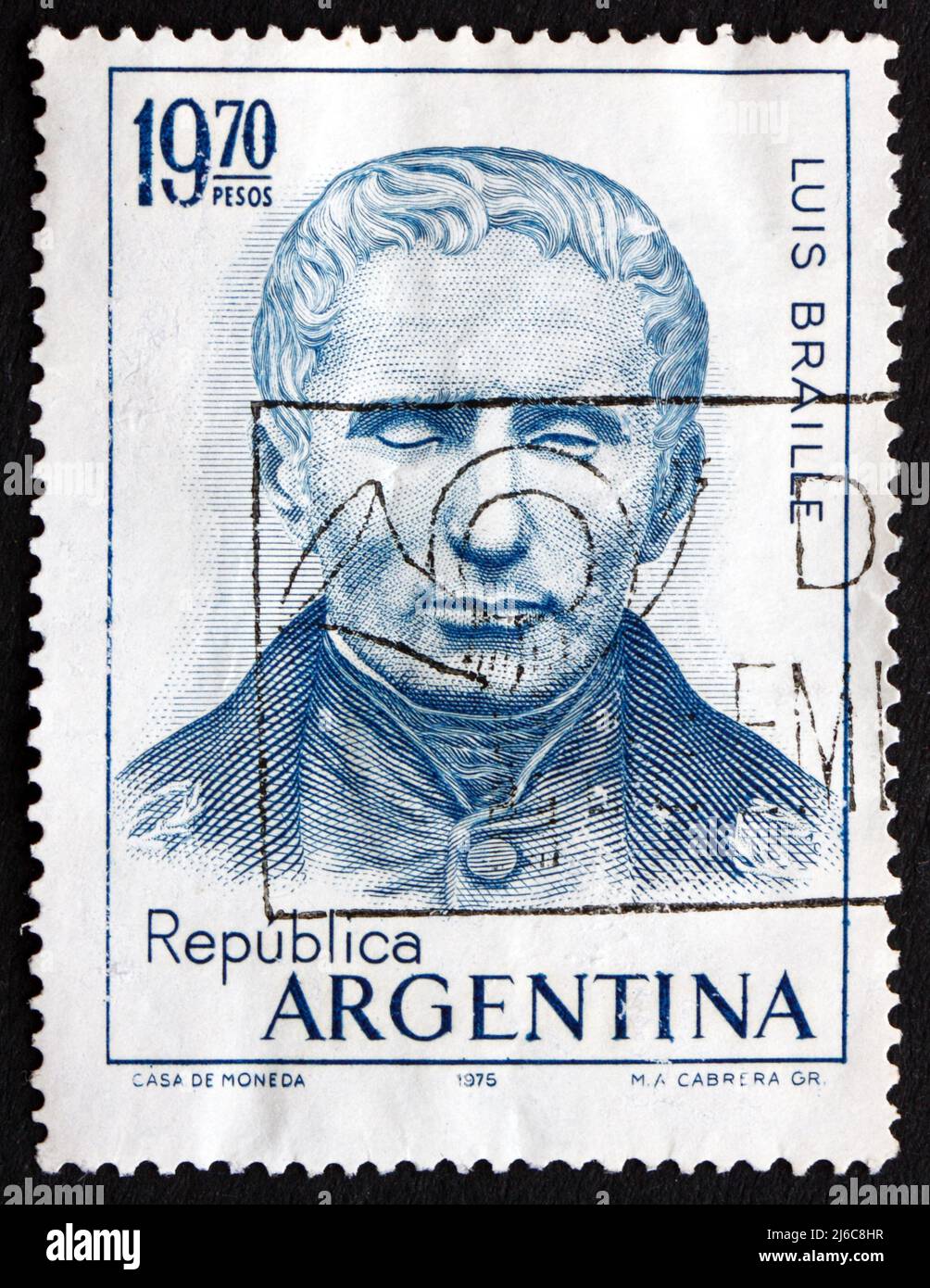 ARGENTINA - CIRCA 1976: a stamp printed in the Argentina shows Louis ...