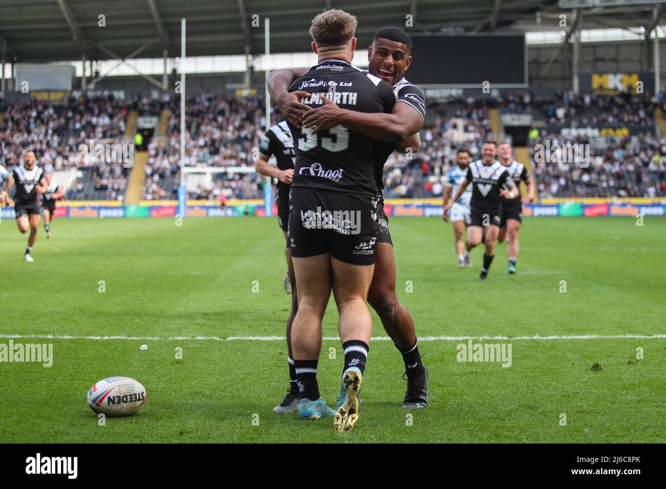 Denive Balmforth #33 of Hull FC celebrates his try Stock Photo - Alamy