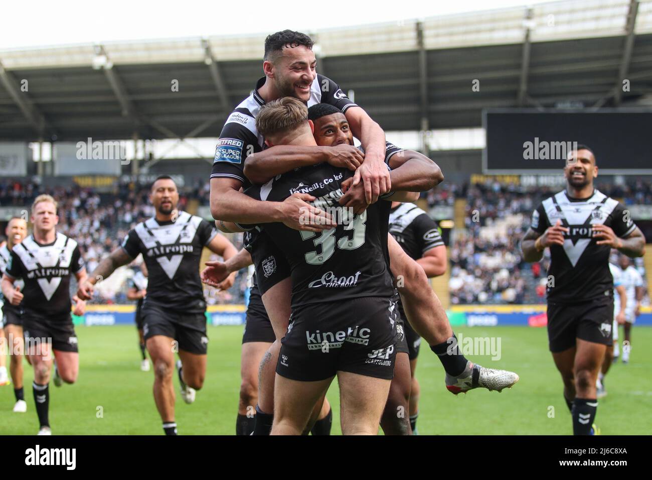Denive Balmforth #33 of Hull FC celebrates his try Stock Photo - Alamy