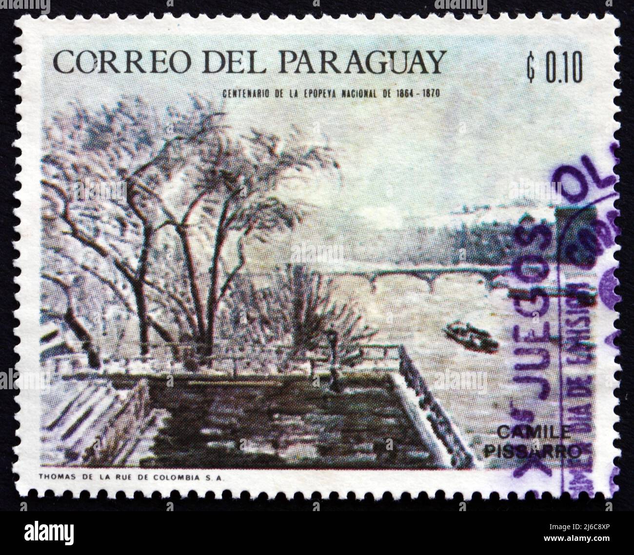 PARAGUAY - CIRCA 1968: a stamp printed in Paraguay shows Winter Scene ...
