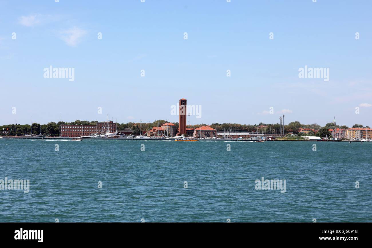Bell tower of the Island of Saint Helena called Santa Elena in Venice ...