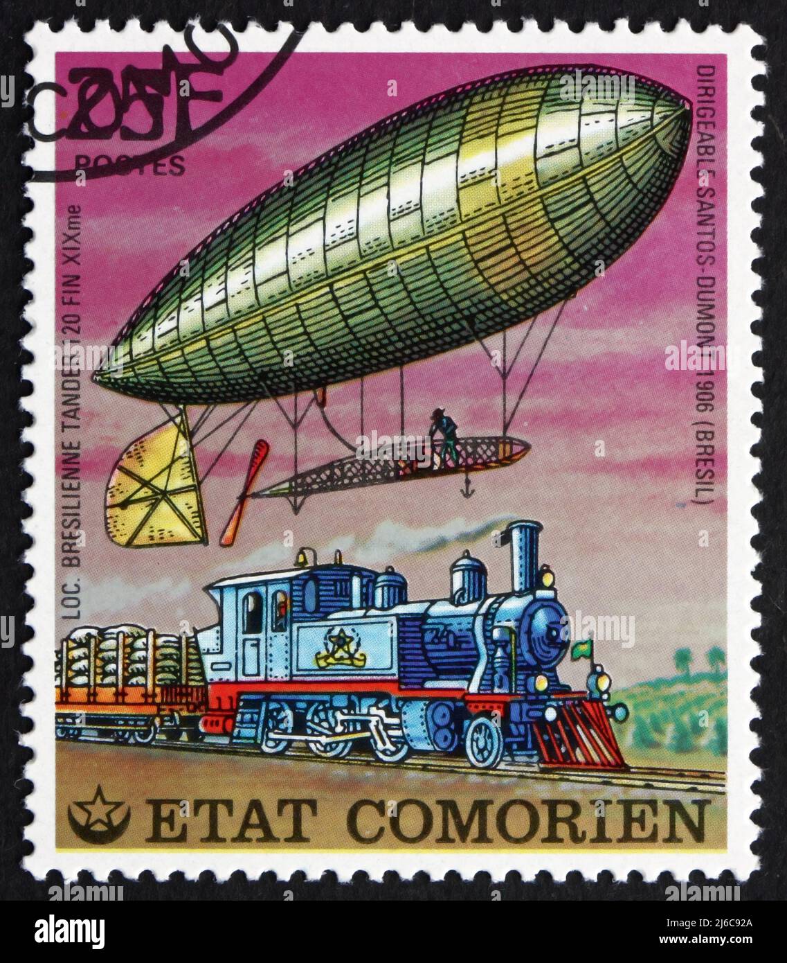 COMOROS - CIRCA 1977: a stamp printed in the Comoros shows Santos ...