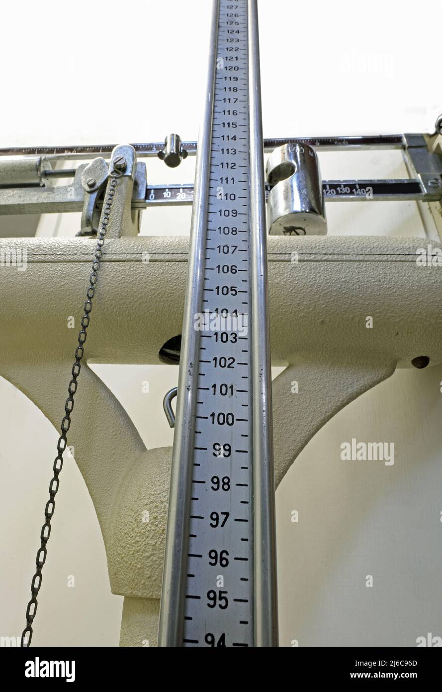 vintage bathroom scales in office of pediatrician doctor with graduated ...