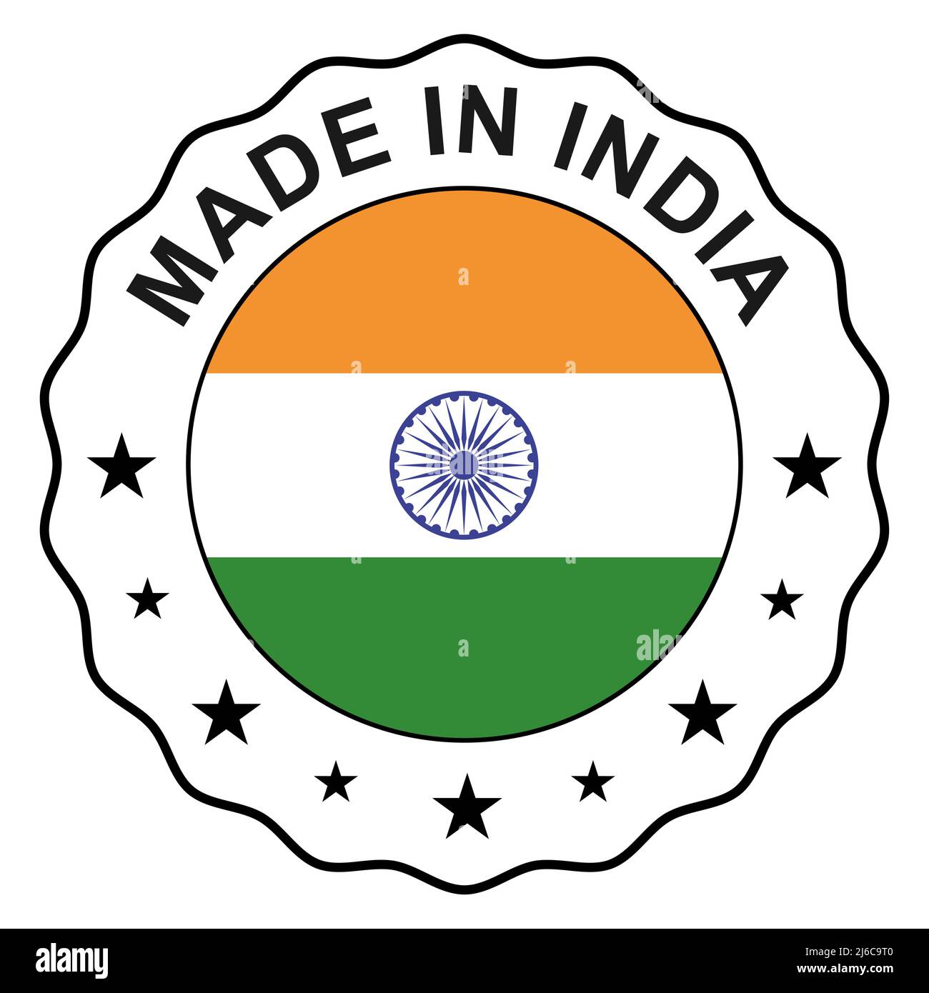 Made in India seal, product tag label sign, sticker quality stamp ...