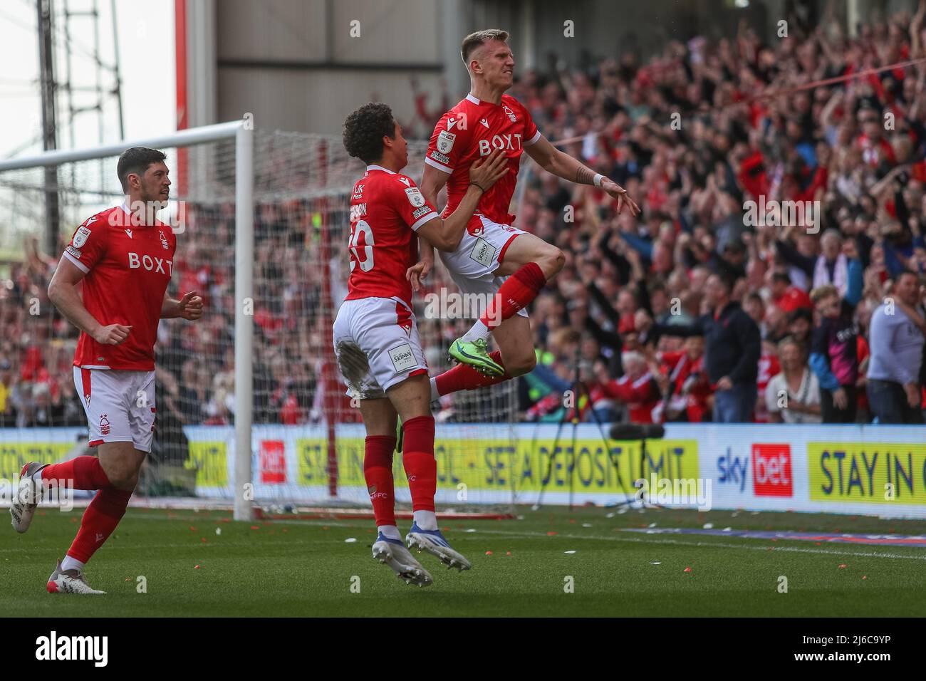 Sam Surridge #16 of Nottingham Forest celebrates his goal to make it 2 ...