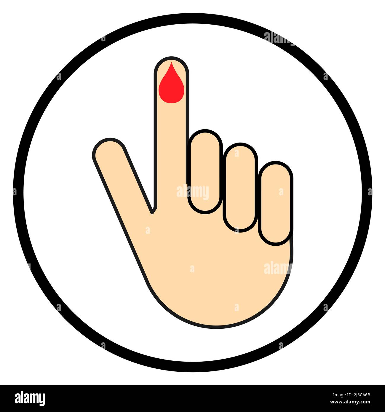 Hand finger with drop blood icon, medical health test symbol, control ...