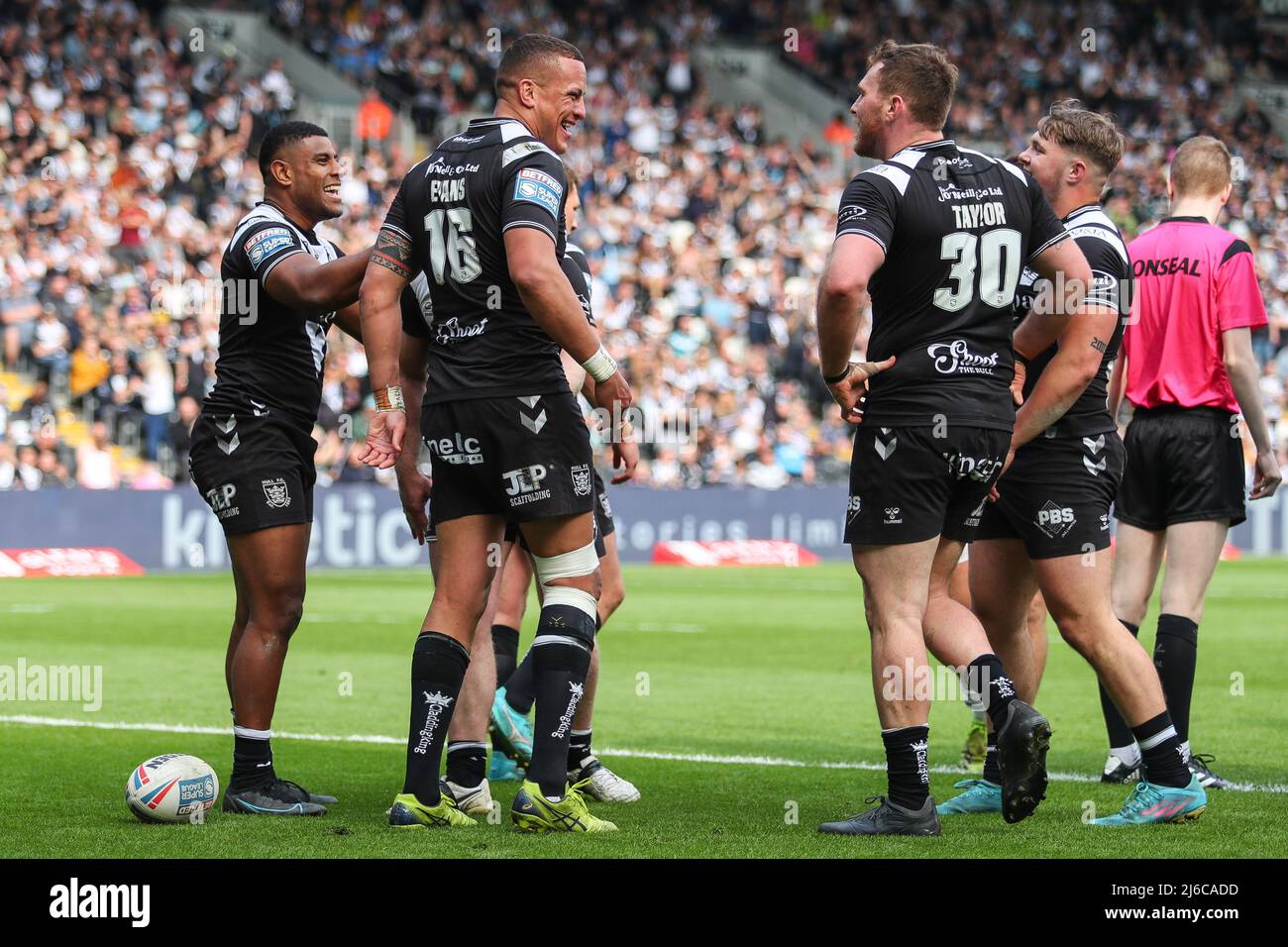 Kane Evans #16 of Hull FC celebrates his try Stock Photo - Alamy