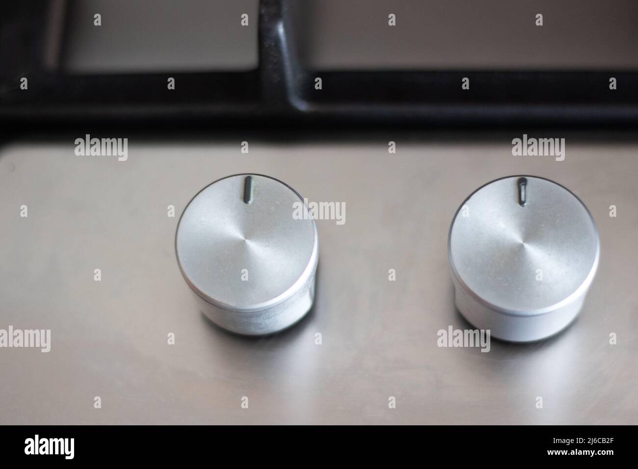 The control handle of the gas burners is gray in close-up Stock Photo ...