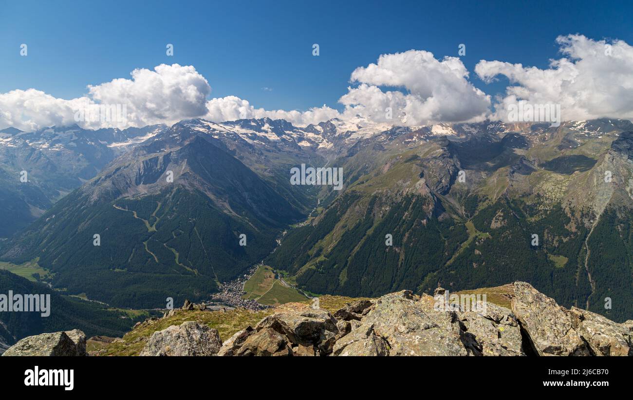 The beautiful valley in front of the Gran Paradiso in a summer day ...