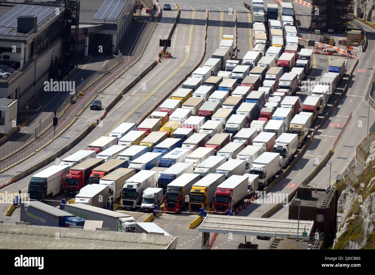 Dover Kent UK 30th April 2022. Lorries carrying freight to Europe queue ...