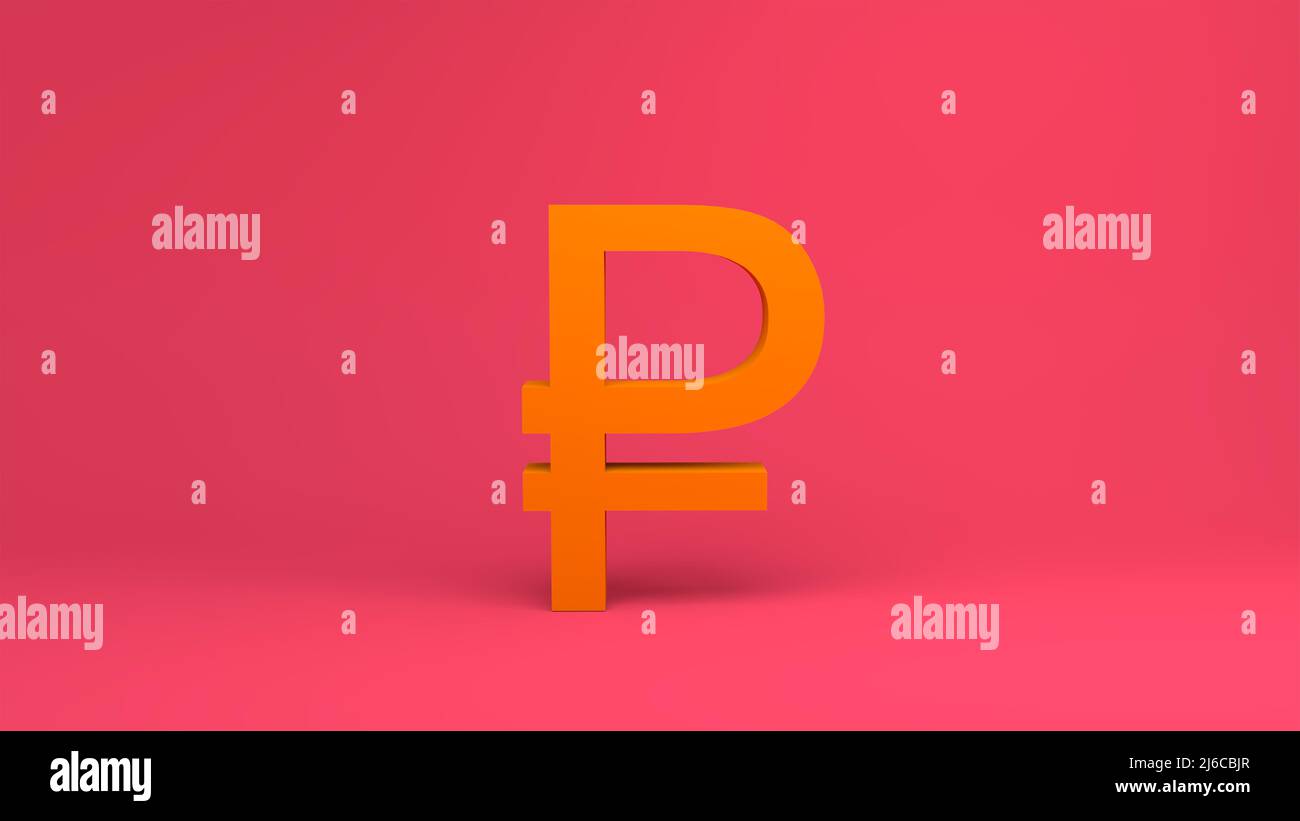 3d render icon of russian ruble on Radical Red background Stock Photo ...