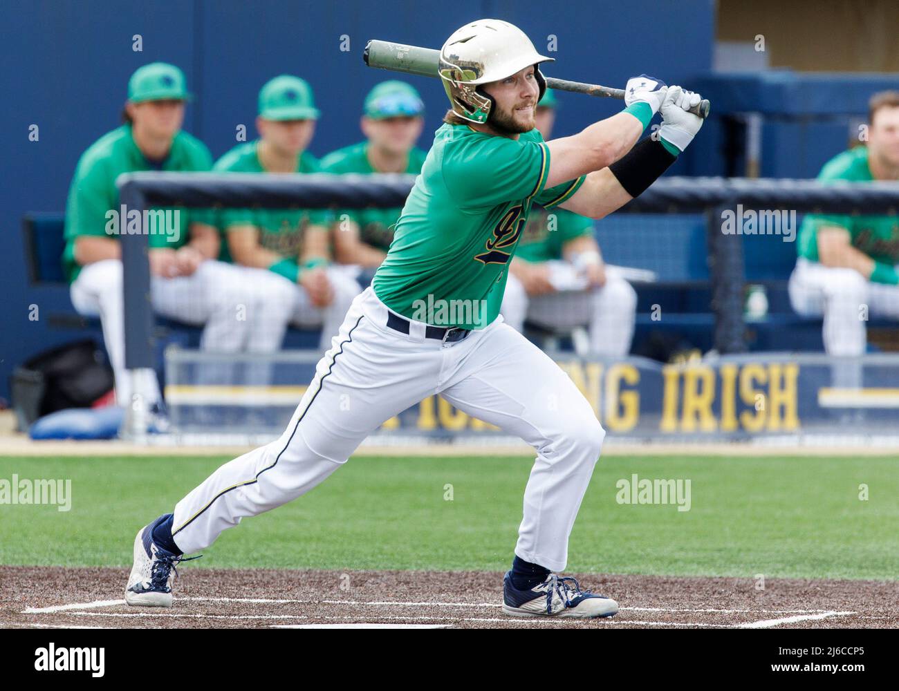 April 29, 2022: Notre Dame infielder Carter Putz (4) at bat during NCAA ...
