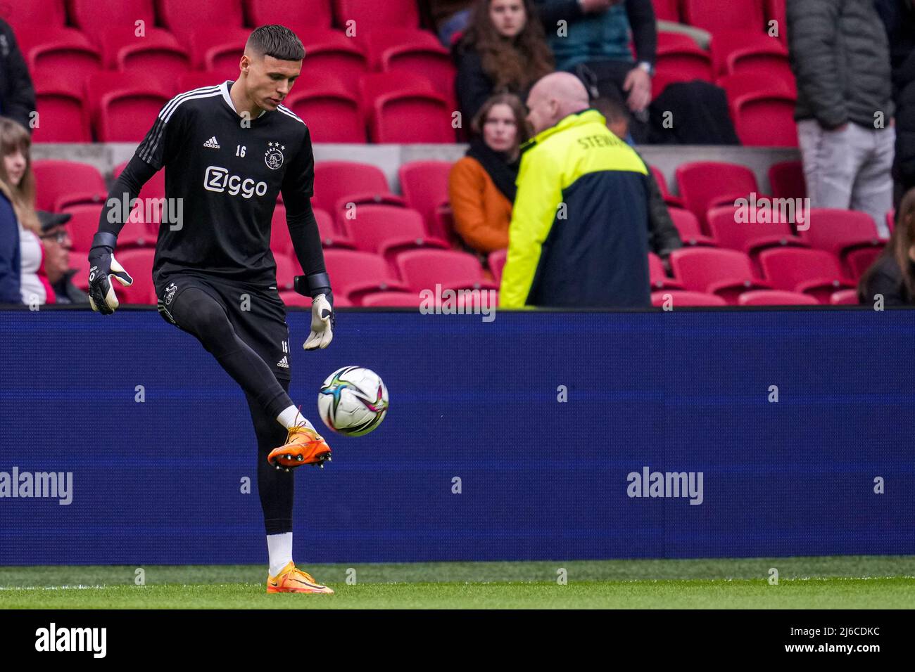 AMSTERDAM, NETHERLANDS - APRIL 30: goalkeeper Jay Gorter of Ajax prior ...