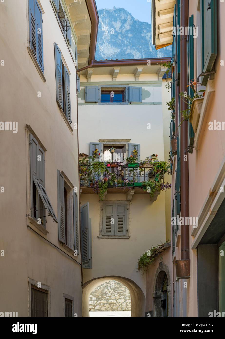 Riva del Garda, Italy, classical architectures of the old town Stock ...
