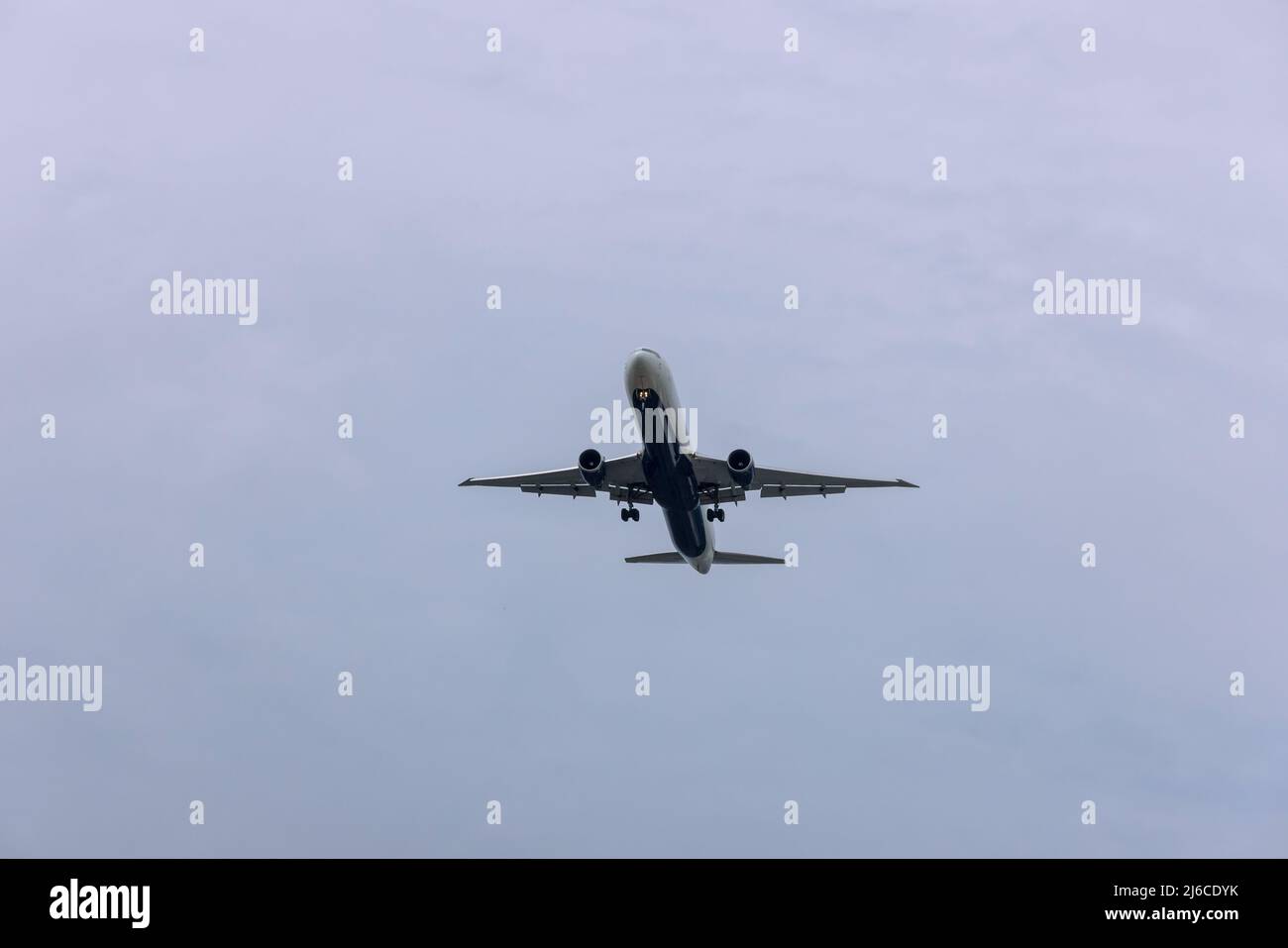 Airplane view over sky, the plane is landing Stock Photo - Alamy