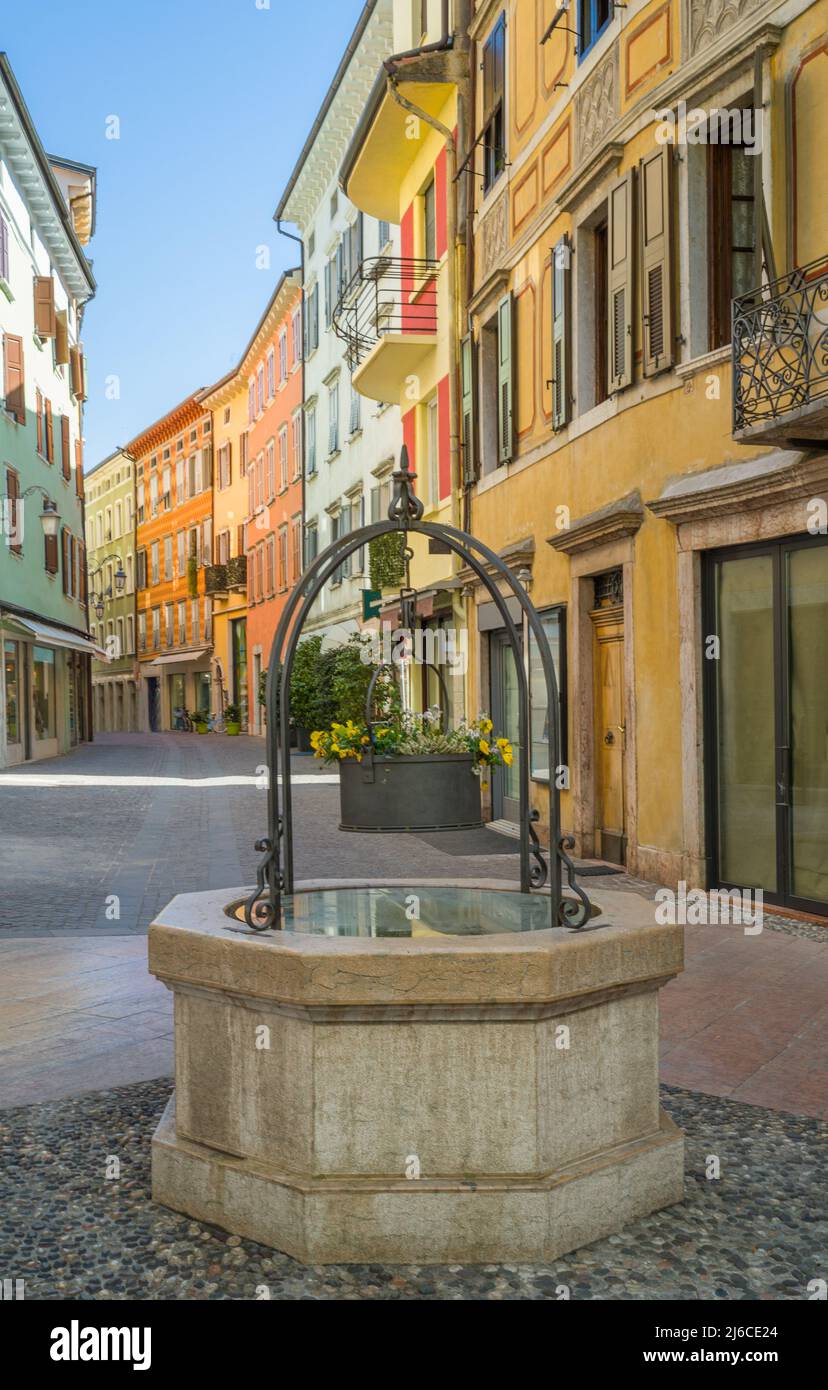 Riva del Garda, Italy, the well-known ancient well in the old town ...