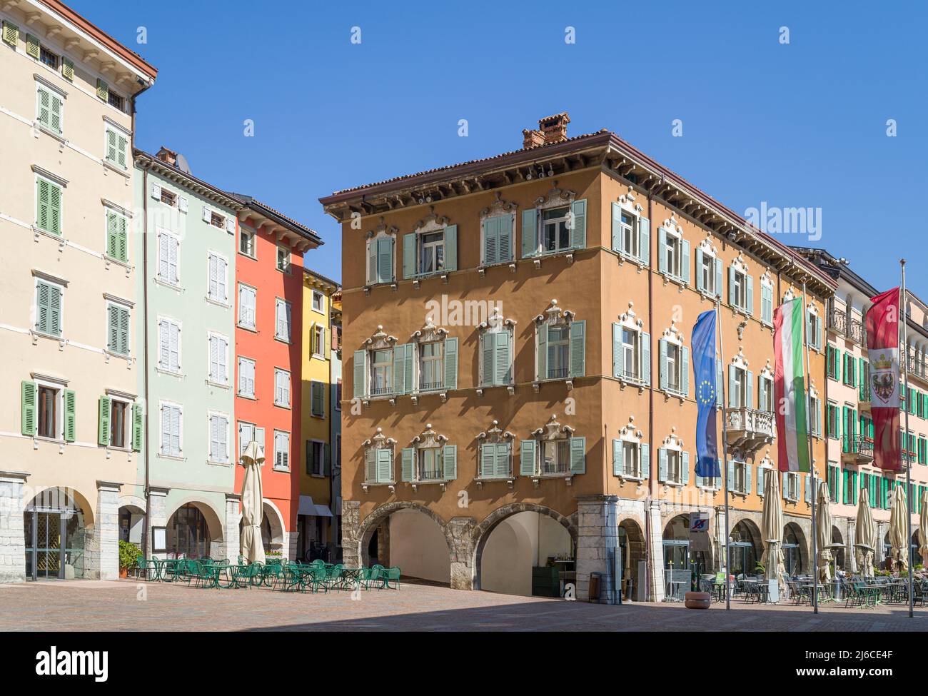 Riva del Garda, Italy, classical architectures of the palaces in Catena ...