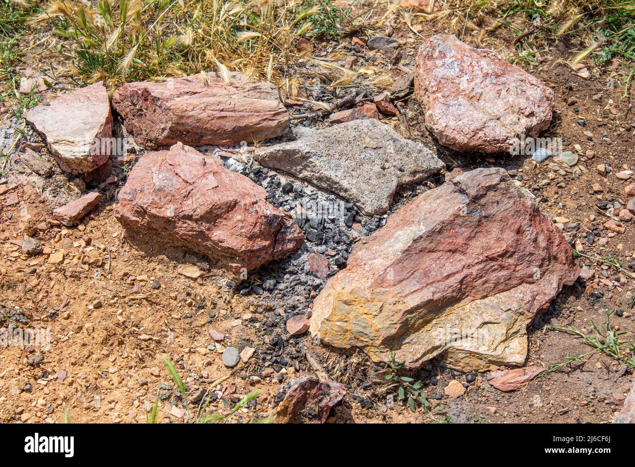 Top view of extinguished campfire in mountainous area Stock Photo - Alamy