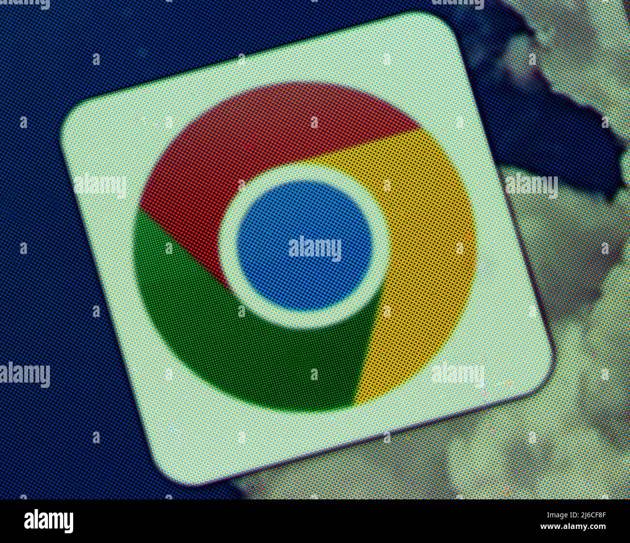 In this photo illustration, the Chrome application logo is displayed on ...