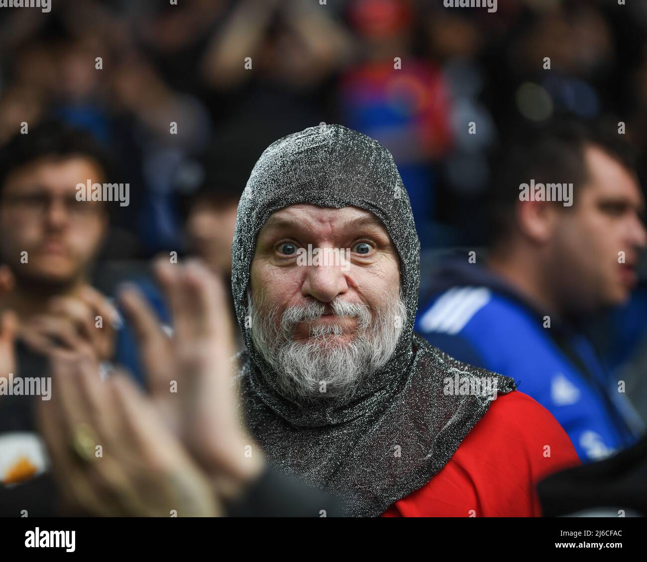 Travelling Birmingham supporter in fancy dress during the game Stock ...