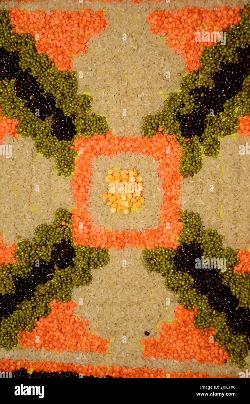 Rangoli Designs With Pulses And Grains