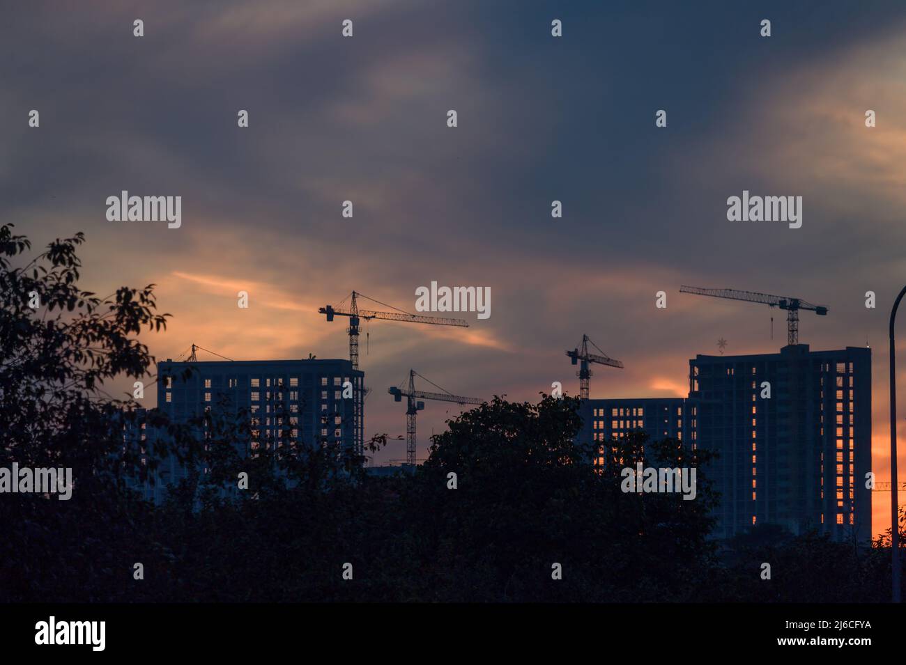 High multi storey residential apartment buildings under construction ...