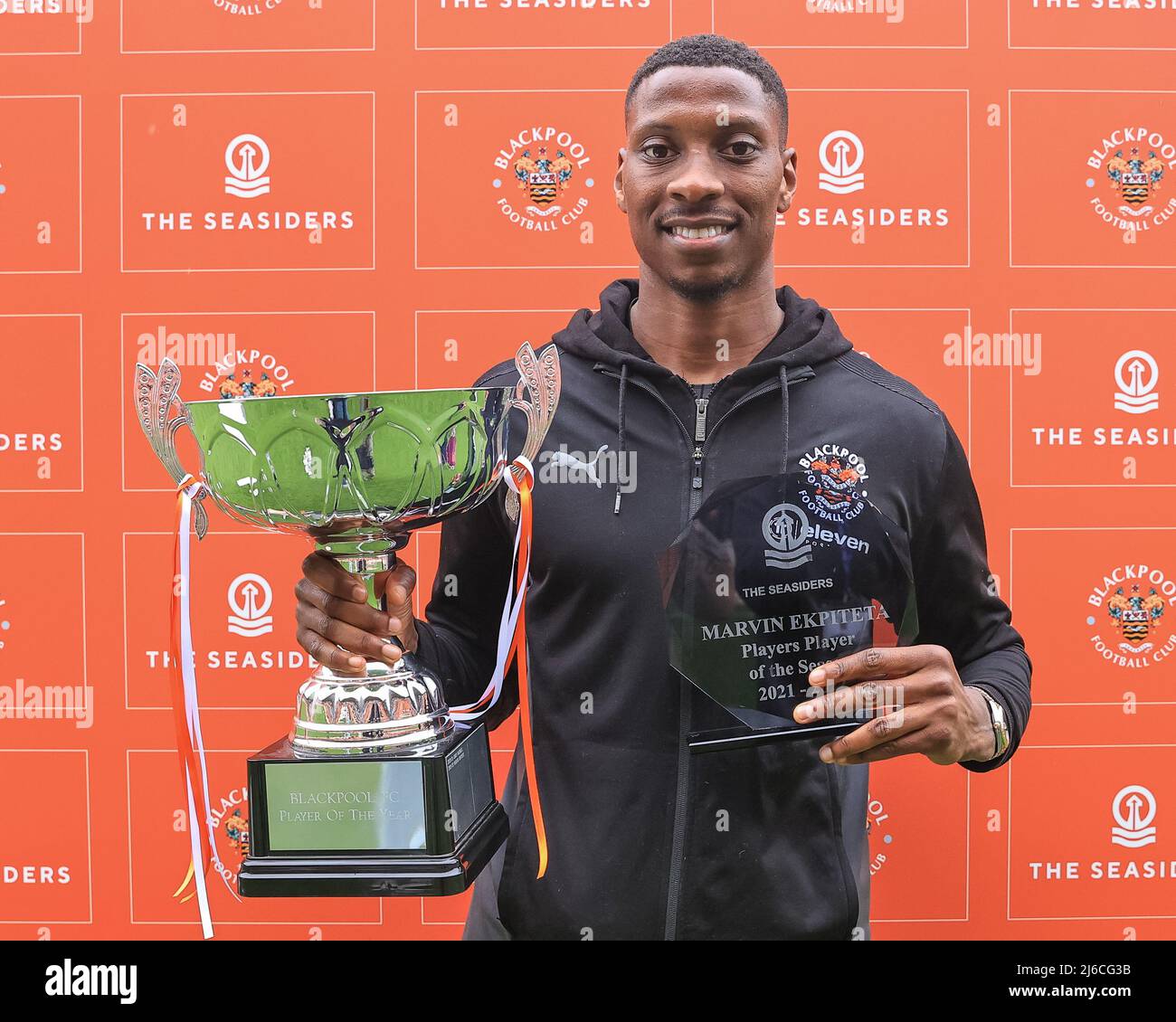 Marvin Ekpiteta #21 of Blackpool wins Blackpool FC player of the year ...