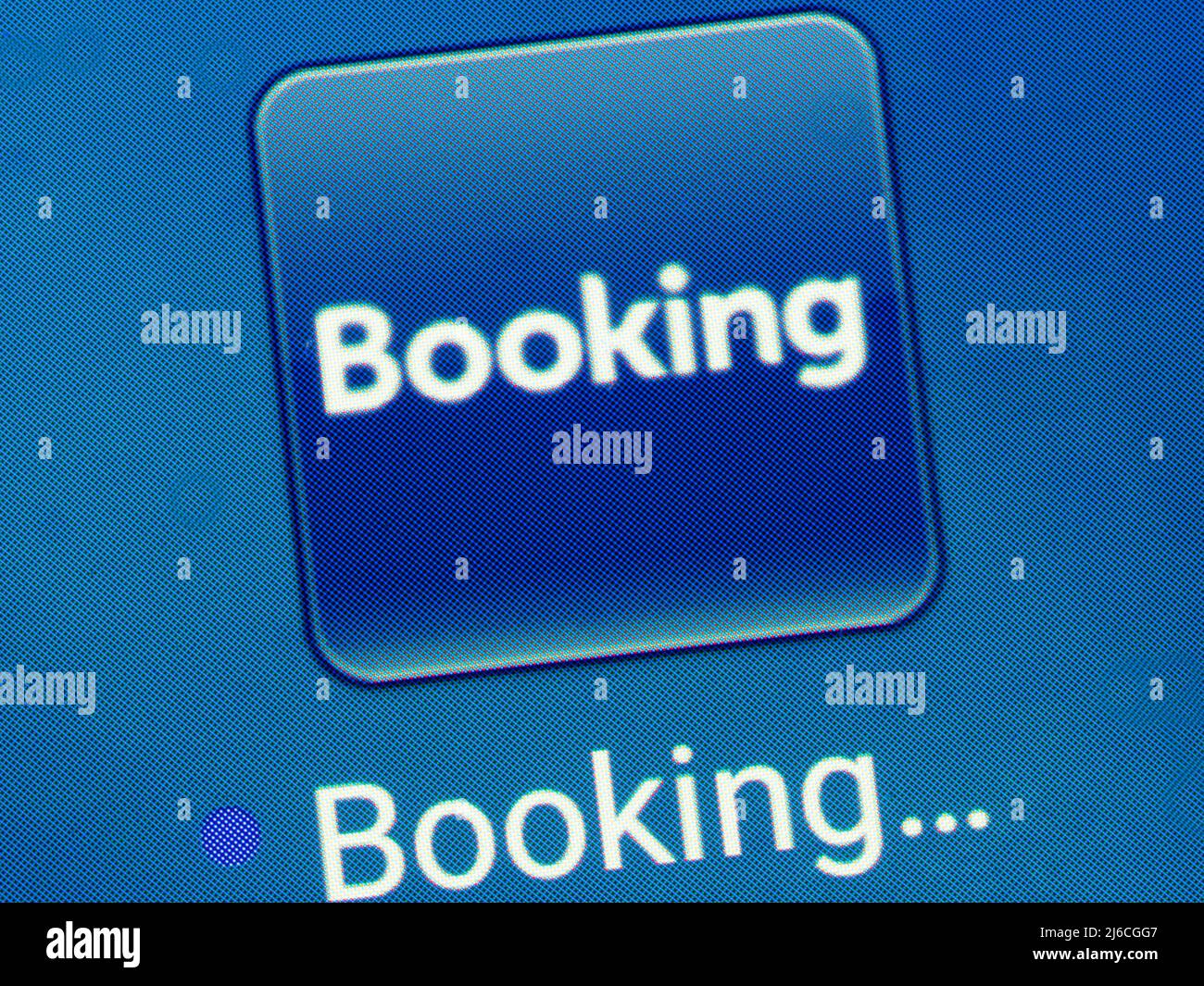 In this photo illustration, the Booking application logo is displayed ...