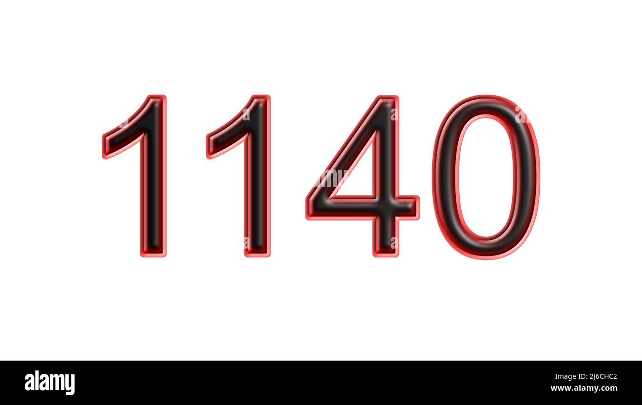 red 1140 number 3d effect white background Stock Photo - Alamy