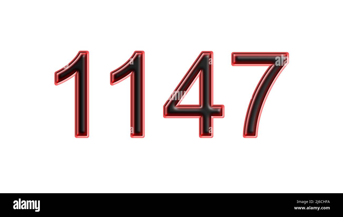 red 1147 number 3d effect white background Stock Photo - Alamy