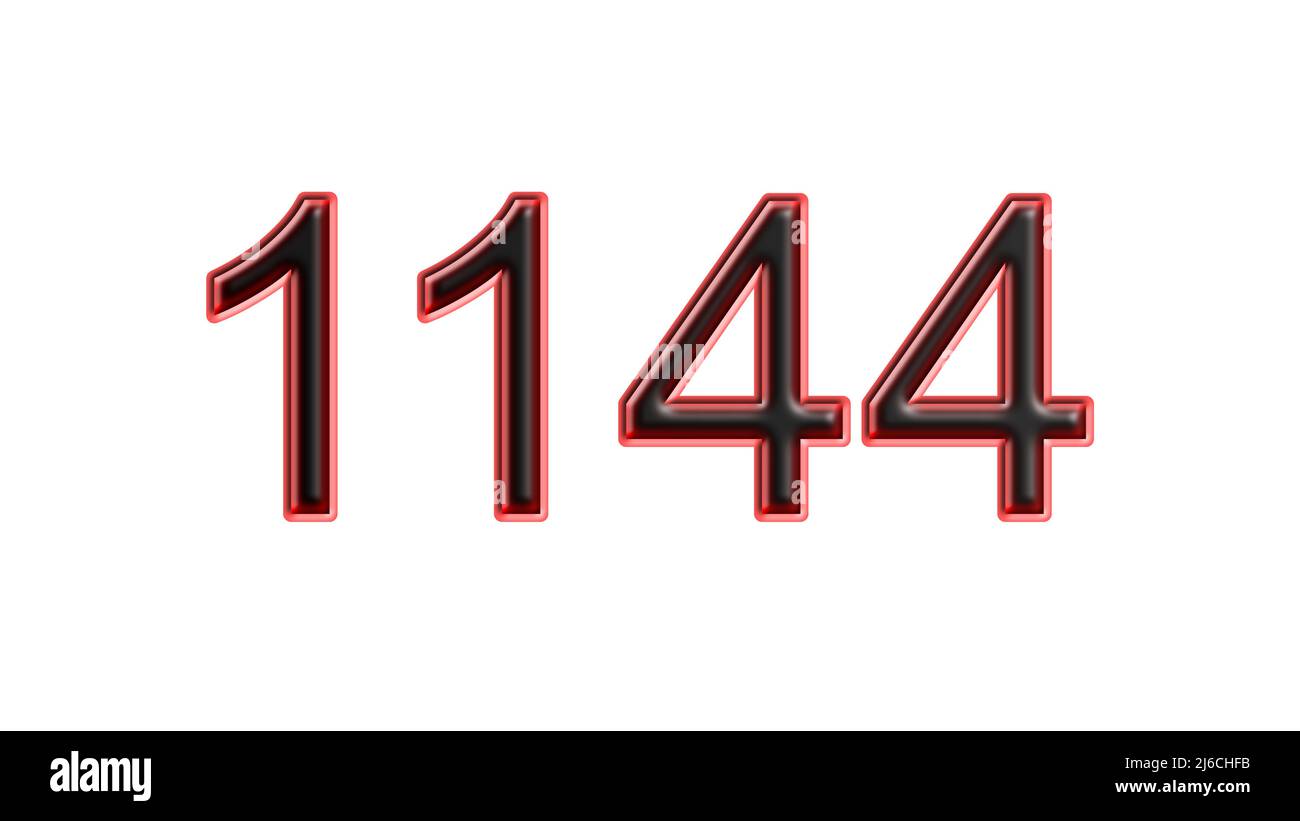 red 1144 number 3d effect white background Stock Photo - Alamy