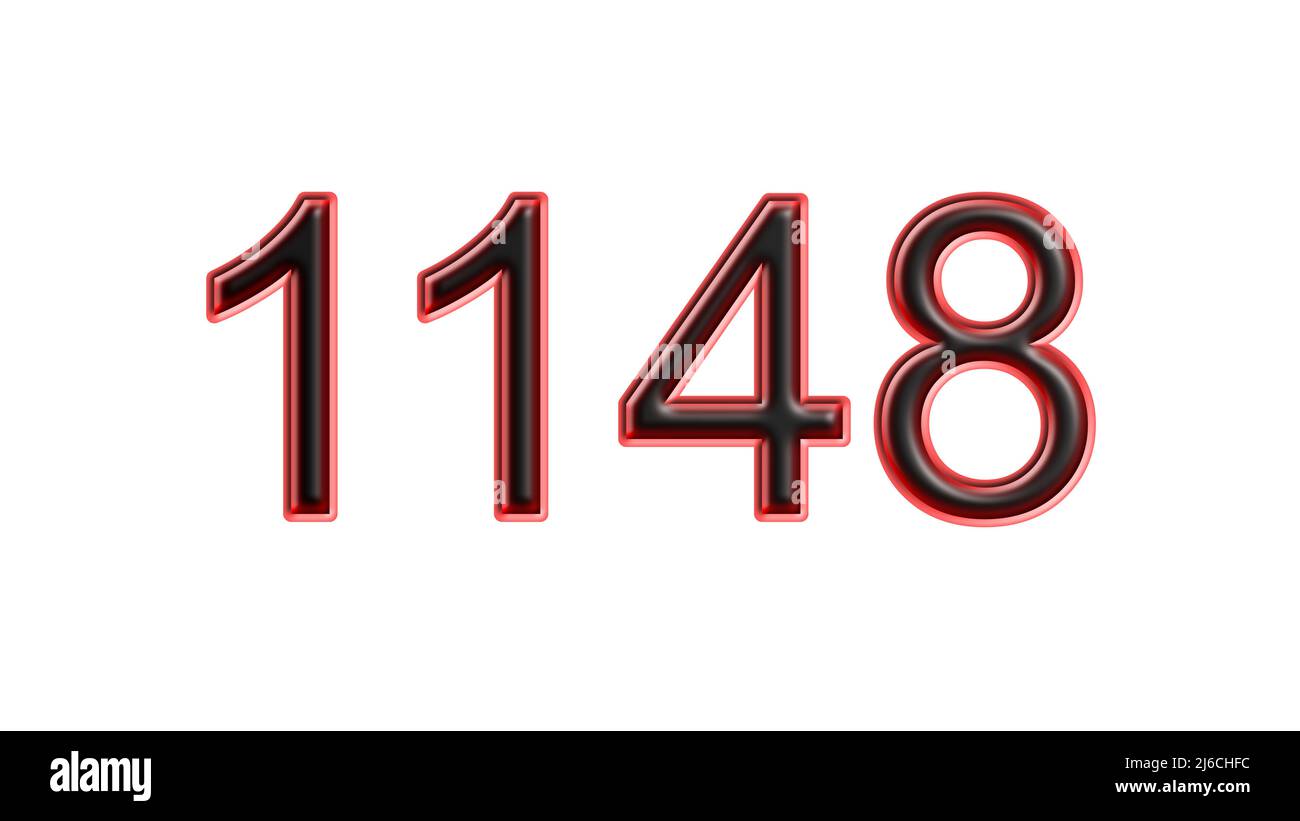 red 1148 number 3d effect white background Stock Photo - Alamy